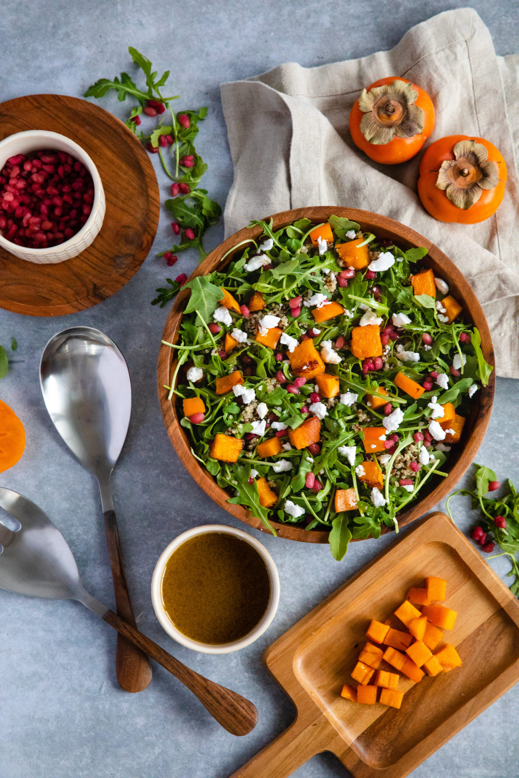 Persimmon Butternut Squash Salad + Pomegranate Vinaigrette